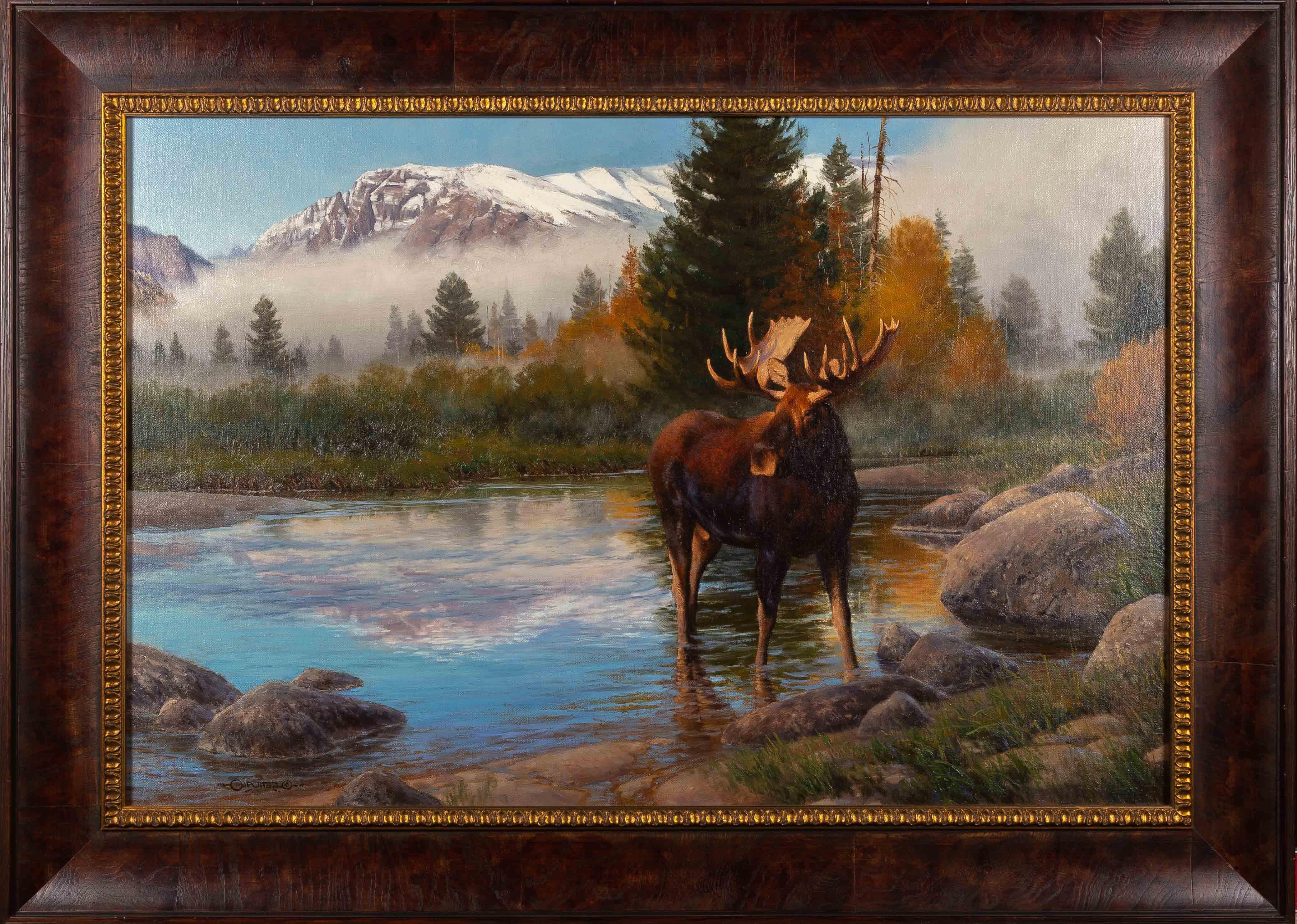 Mel Fillerup - Couverture d'hiver, paysage de neige de grange, huile ...