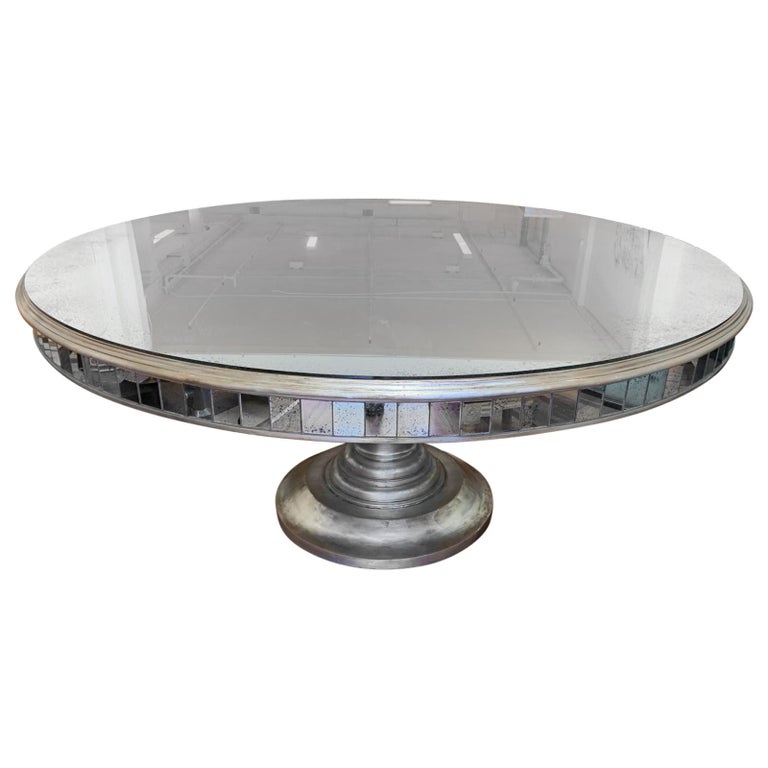 John-Richard Collection Lisandra Antiqued-Mirrored Round Dining Table ...