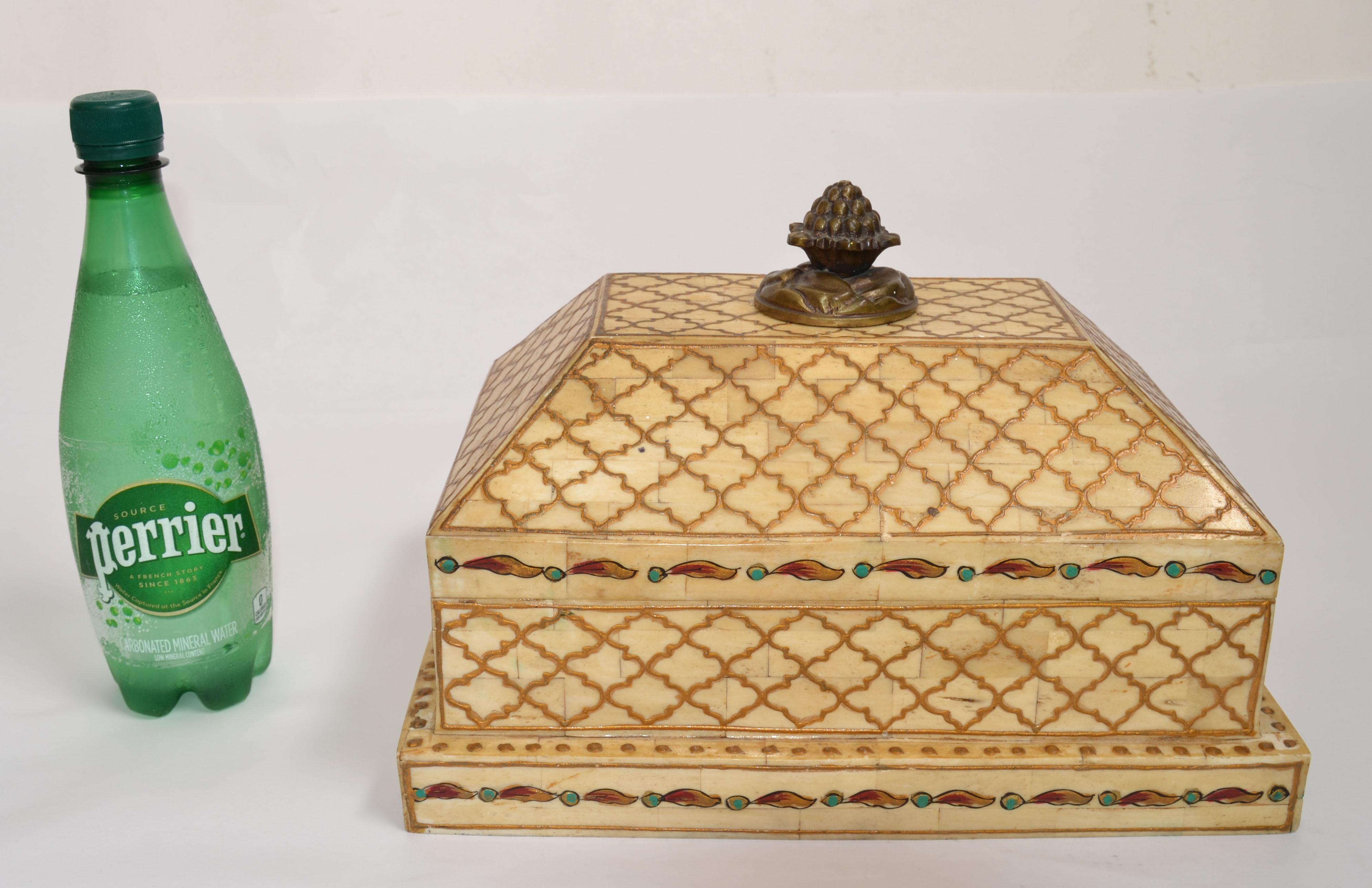 John Richard Vintage Beige Tessellated Shell Bone Decorative Wood ...