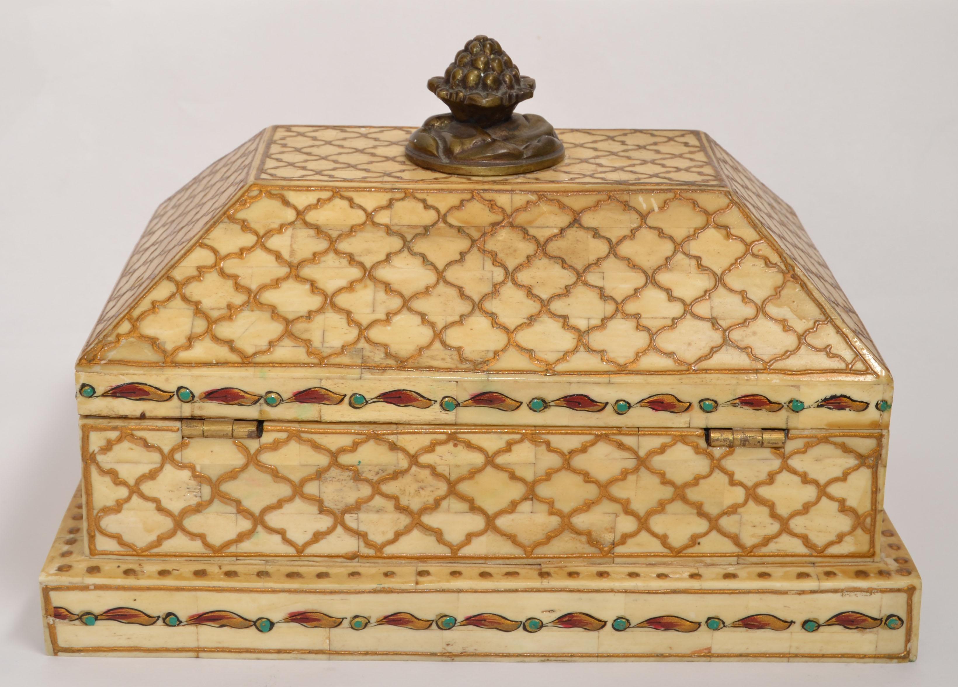 John Richard Vintage Beige Tessellated Shell Bone Decorative Wood ...