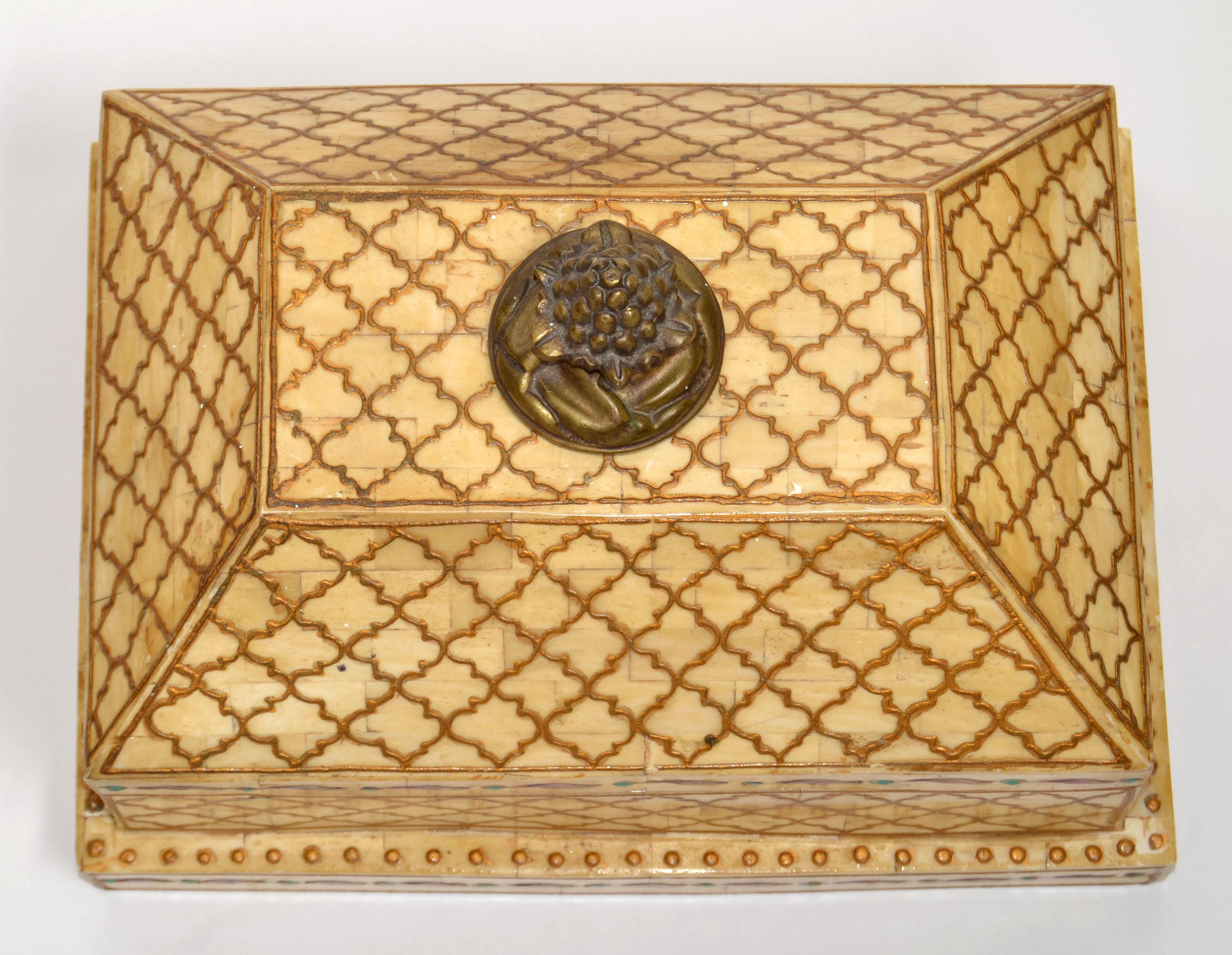 John Richard Vintage Beige Tessellated Shell Bone Decorative Wood ...