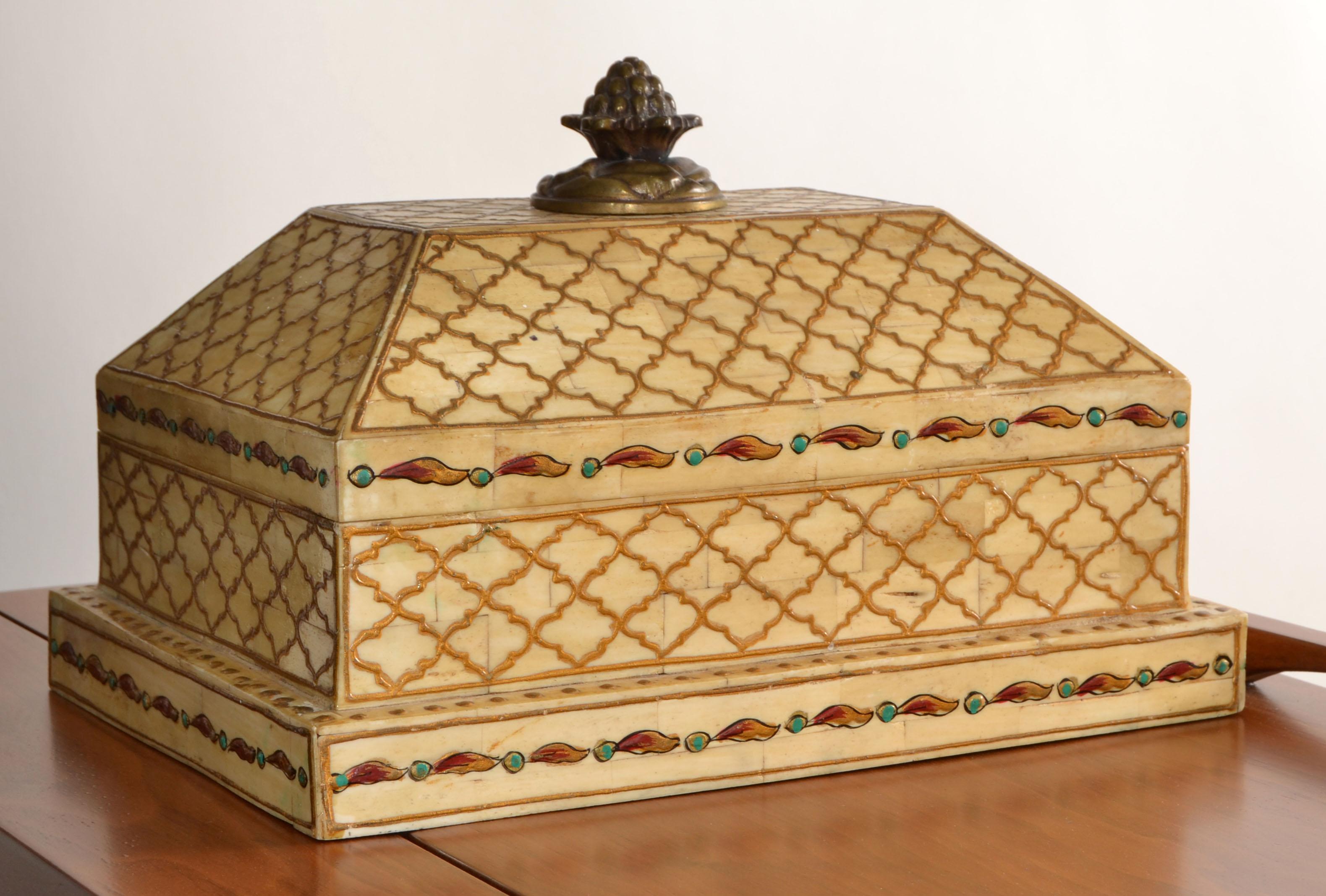 John Richard Vintage Beige Tessellated Shell Bone Decorative Wood ...