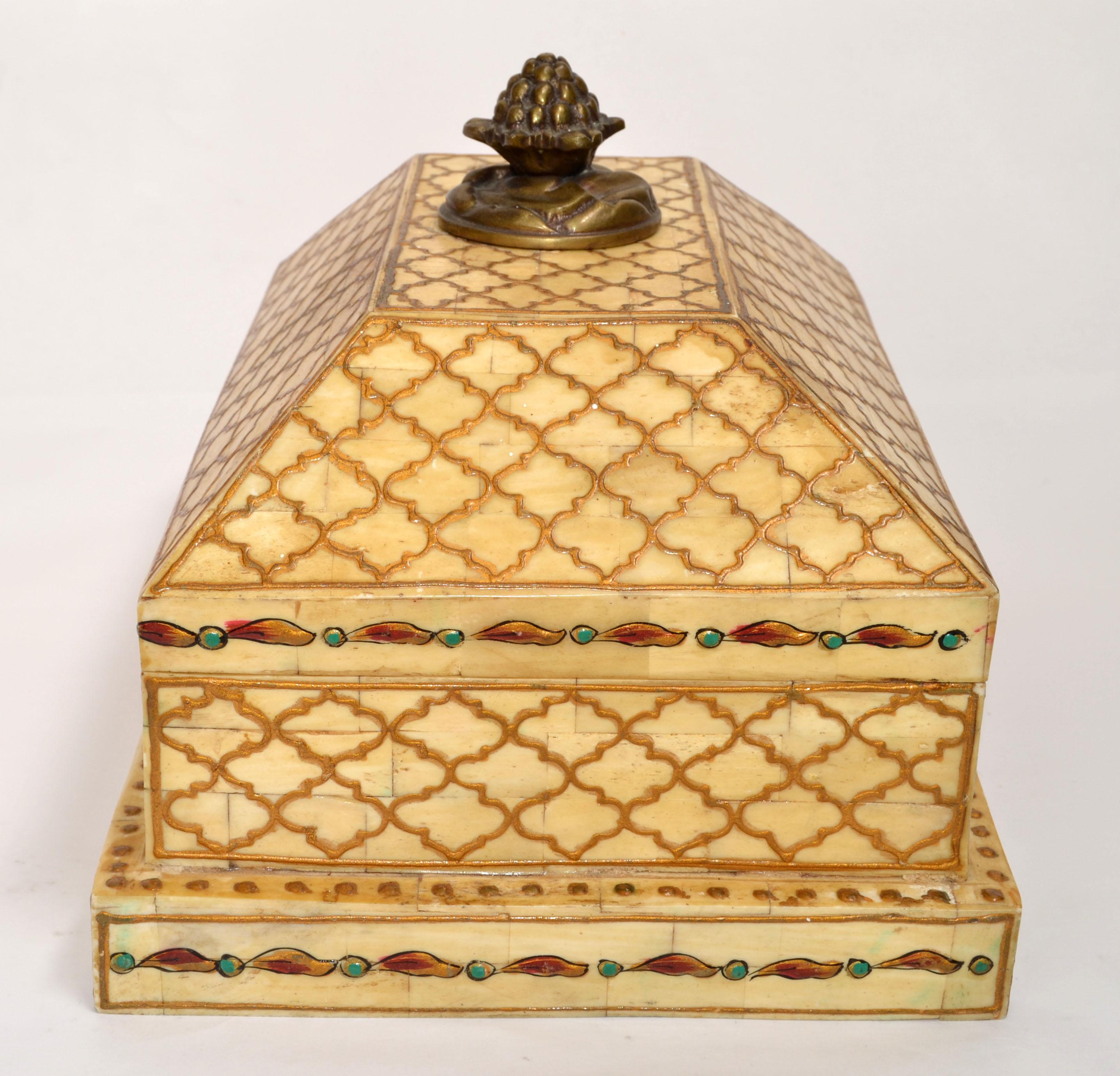 John Richard Vintage Beige Tessellated Shell Bone Decorative Wood ...