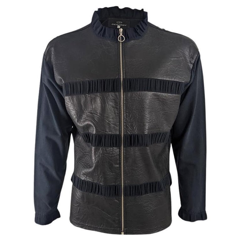 John Richmond Destroy Vintage Mens Vinyl Front Ruched Zip Up Jacket ...