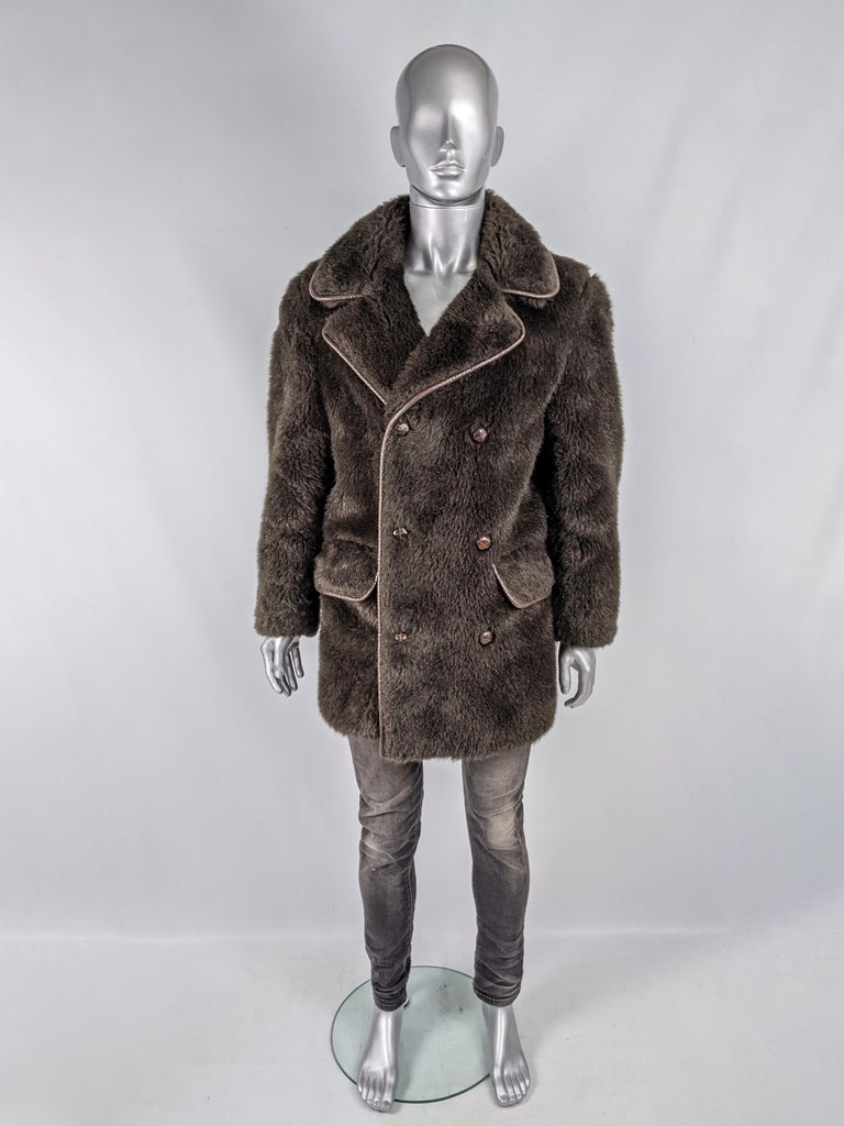 John Richmond Mens Vintage Faux Fur Coat, 1990s at 1stDibs | 70s fur coat men