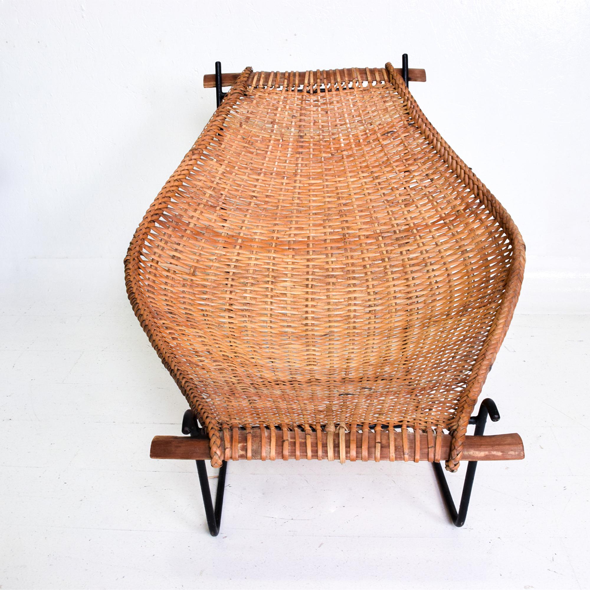 John Risley Classic Duyan Rattan and Iron Patio Lounge Chair 1950s ...