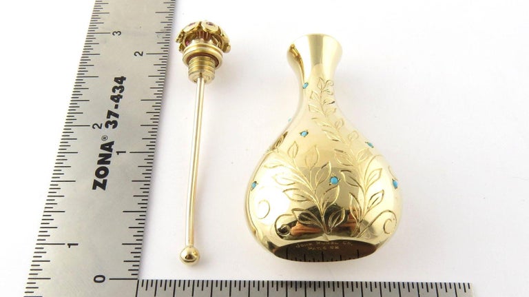 John Rubel and Co. Vintage 14 Karat Gold Turquoise Ruby Perfume Bottle ...