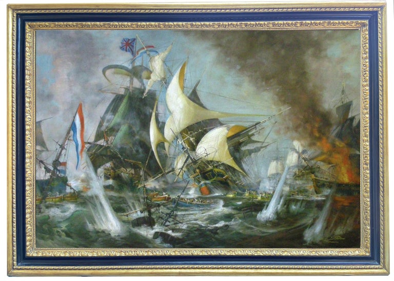 John Stevens - SEA BATTLE - English School - Italian Sailing Boat Oil ...