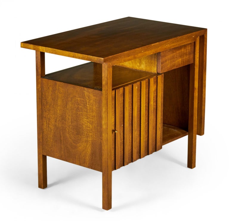 John Stuart American Mid-Century Walnut Slat Front Left Cabinet ...