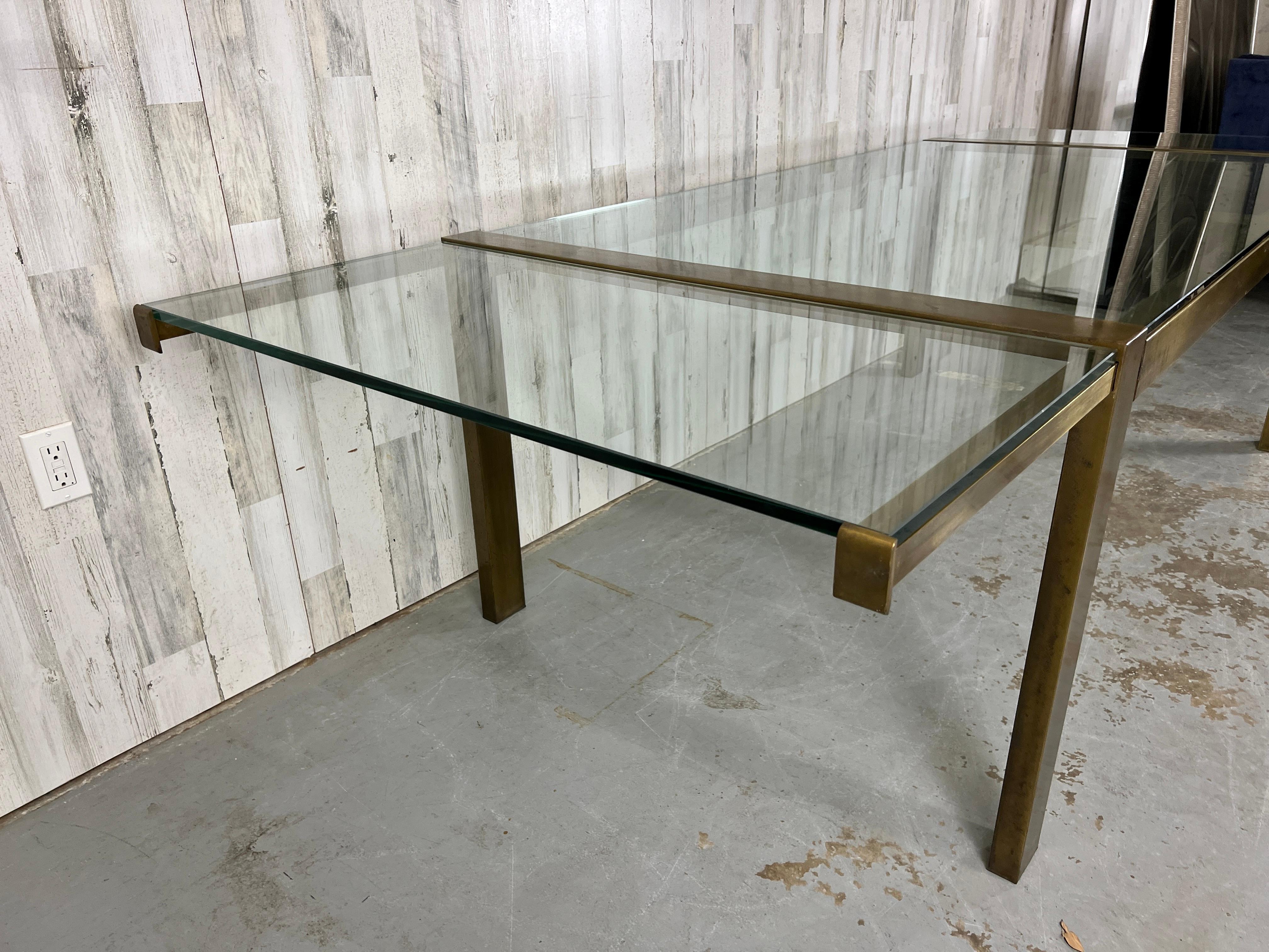 John Stuart Bronze and Glass Extendable Dining Table at 1stDibs