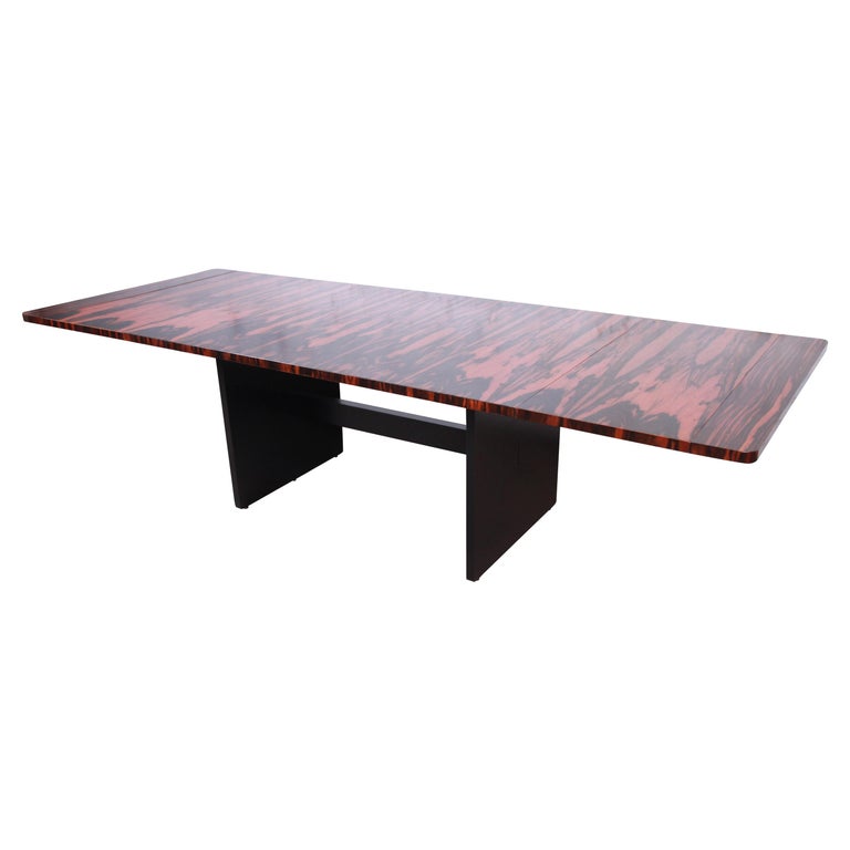 John Stuart Exotic Calamander Wood Extension Dining Table, Newly ...