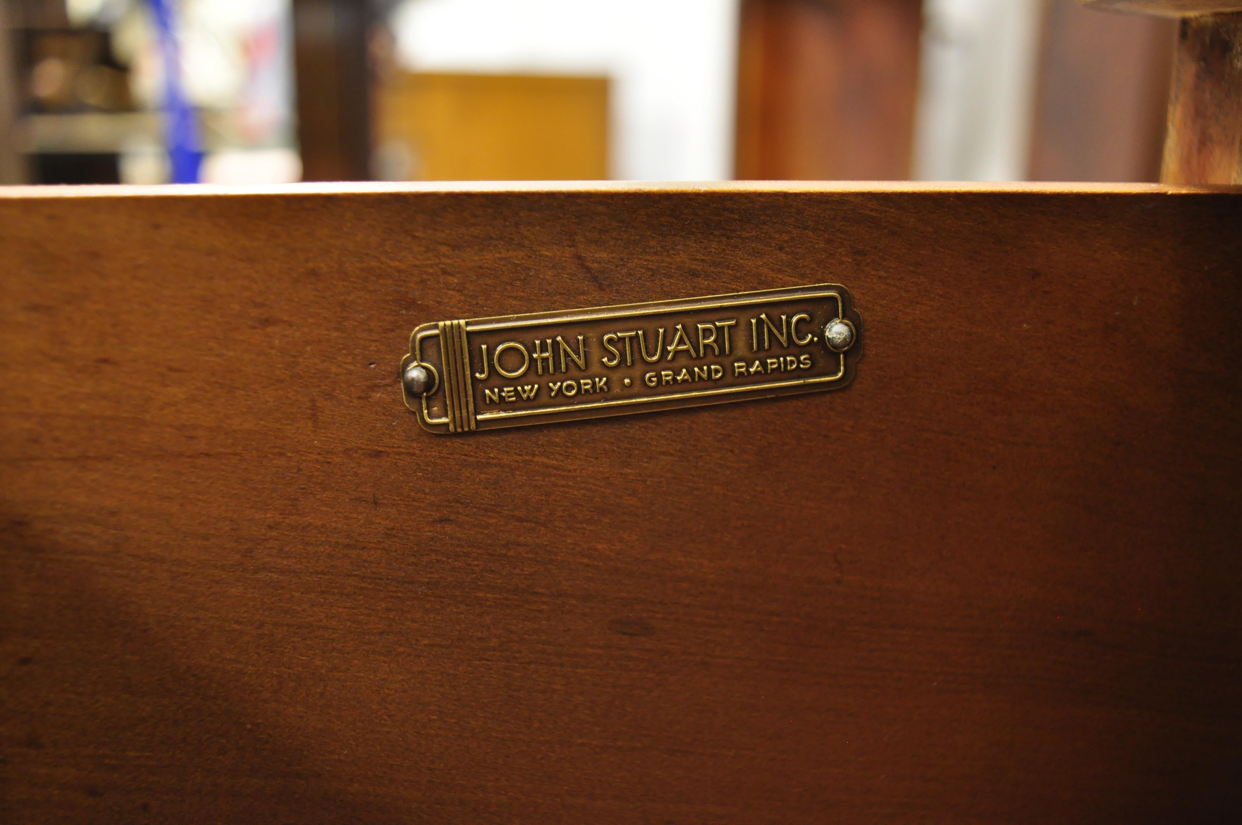 John Stuart Mid-Century Modern Art Deco Birch Dresser with Sculpted ...