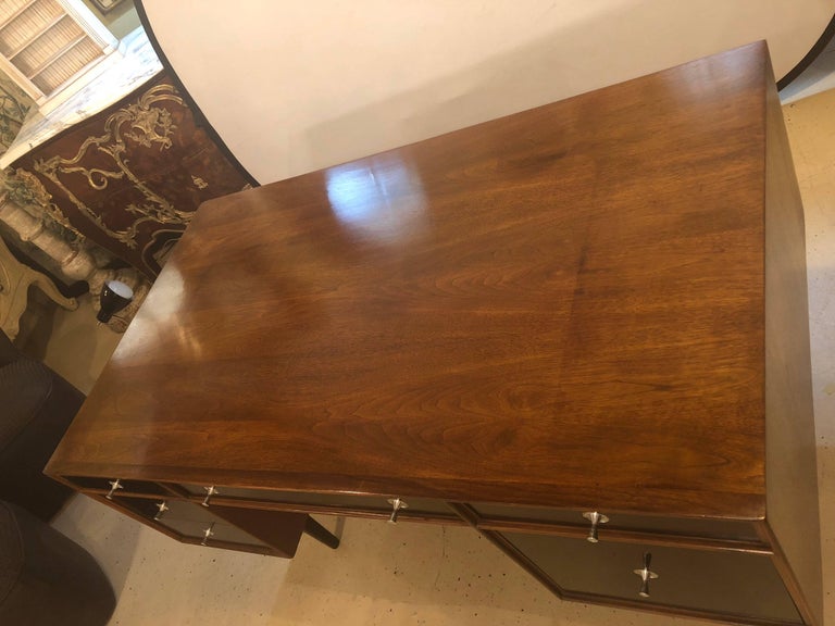 John Stuart Style Ebony and Teak Polished Mid-Century Modern Desk ...