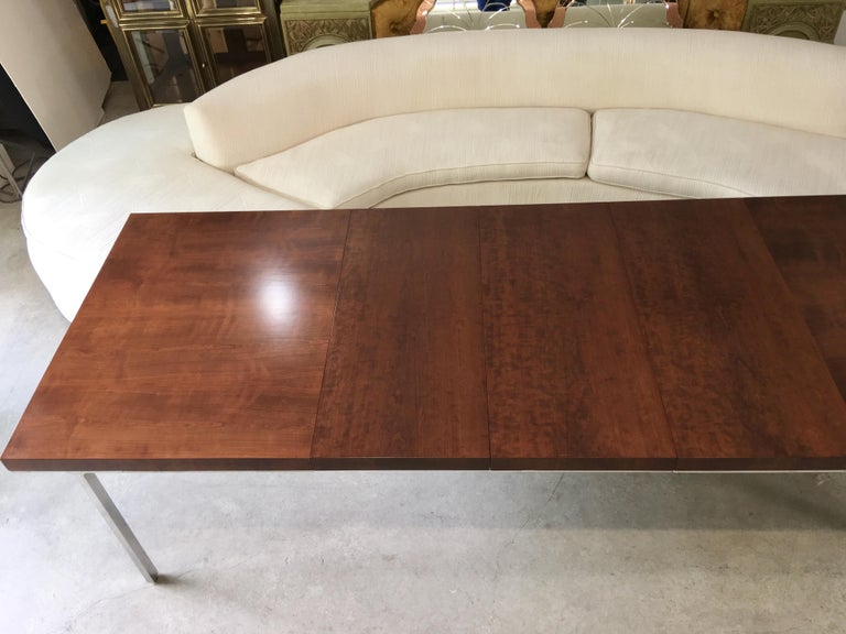 John Stuart Walnut Dining Table with Polished Aluminum Legs at 1stDibs