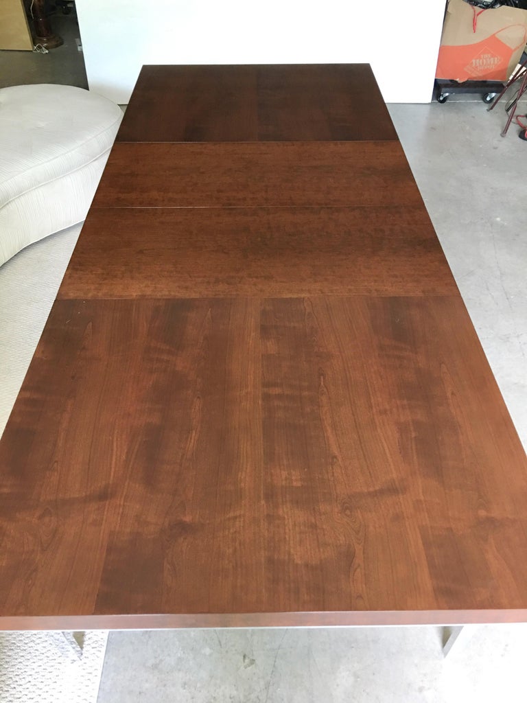 John Stuart Walnut Dining Table with Polished Aluminum Legs at 1stDibs