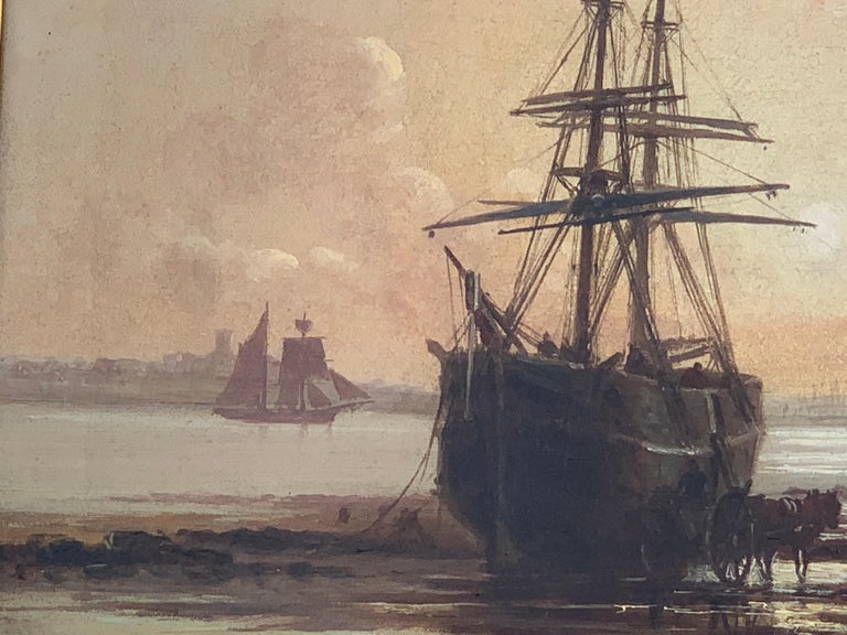 John Syer - English Victorian 19th century beached fishing boat at ...