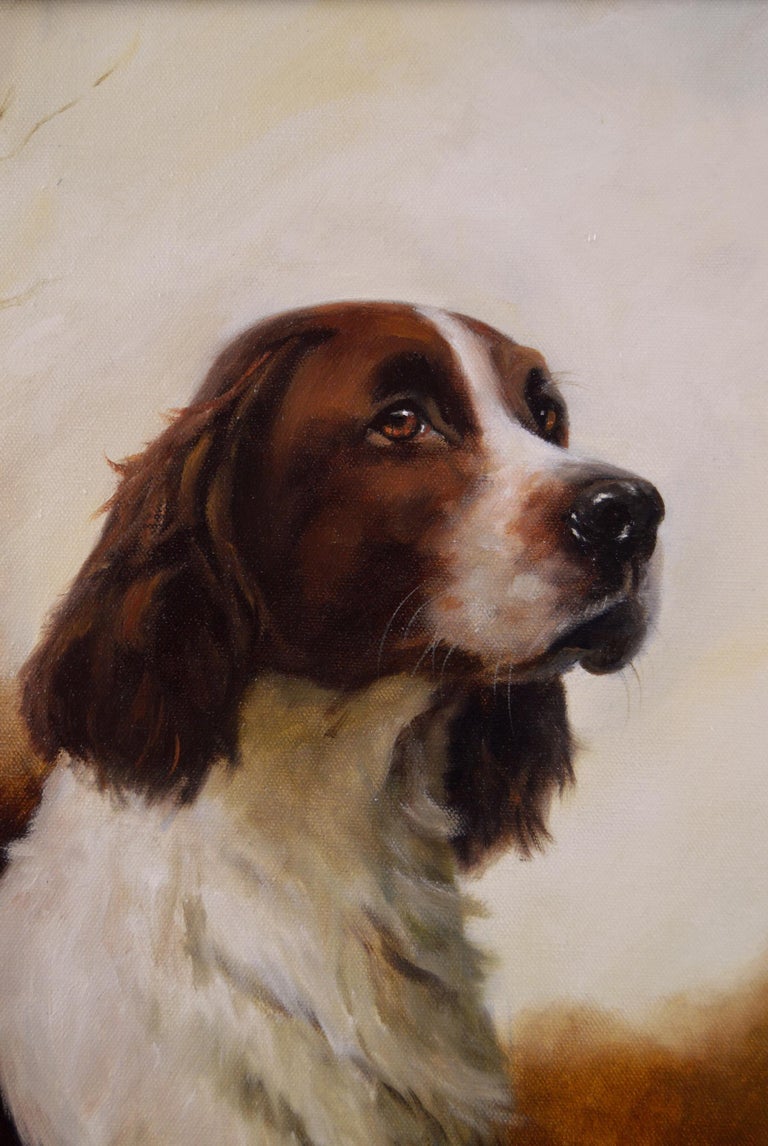 John Trickett - Dog portrait oil painting of a springer spaniel at 1stDibs