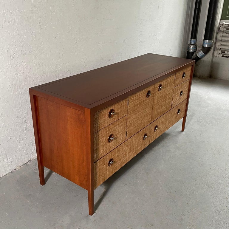 John Van Koert for Drexel Counterpoint Mahogany and Grasscloth Credenza ...