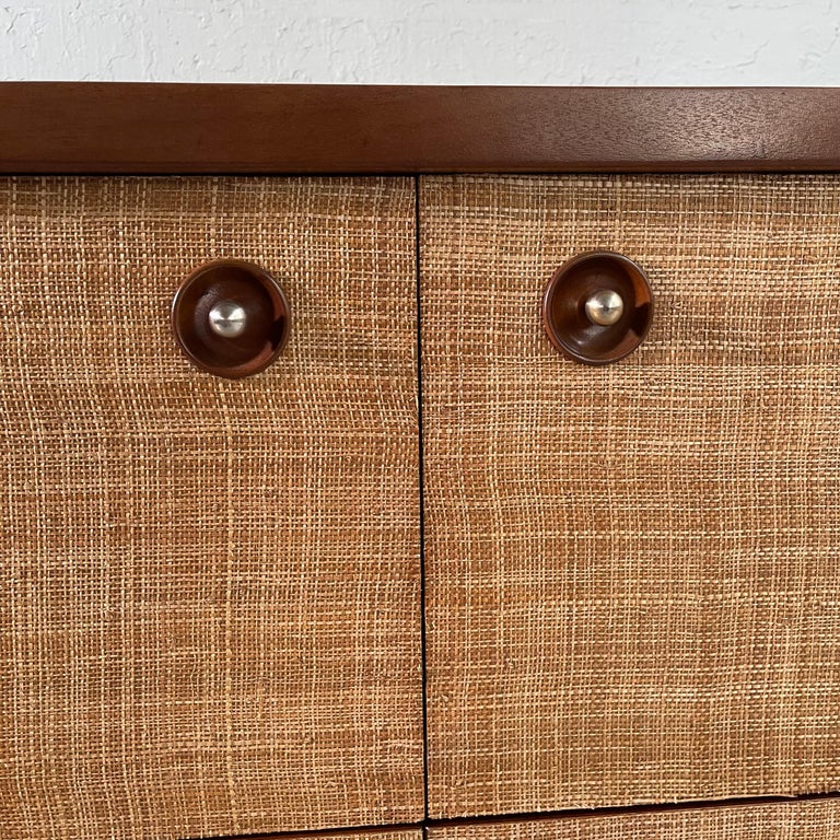 John Van Koert for Drexel Counterpoint Mahogany and Grasscloth Credenza ...