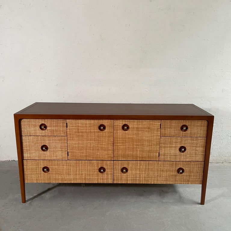 John Van Koert for Drexel Counterpoint Mahogany and Grasscloth Credenza ...