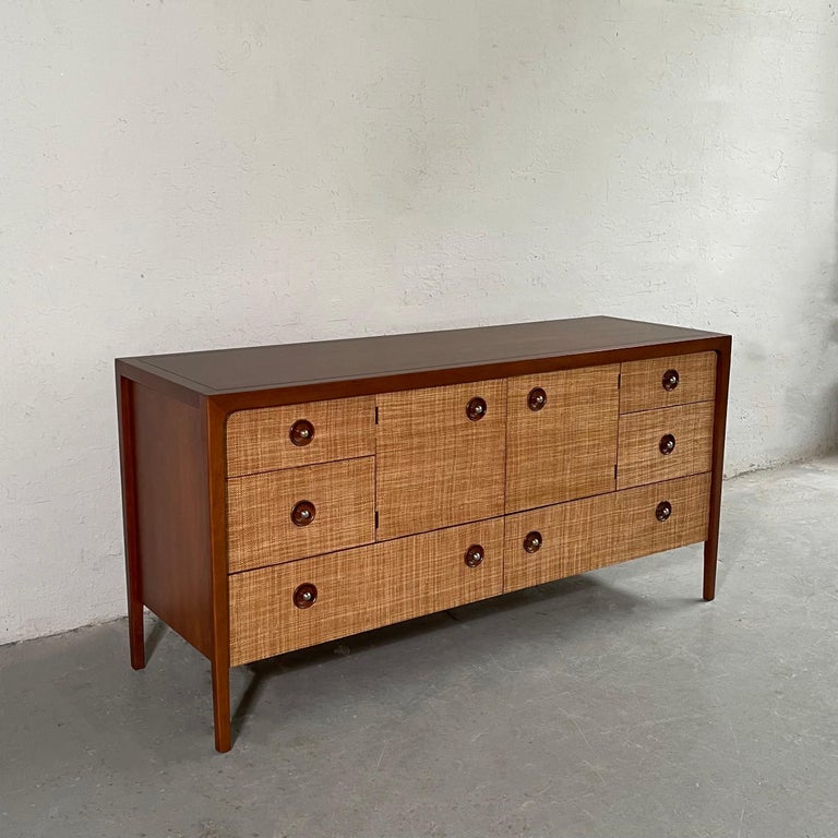 John Van Koert for Drexel Counterpoint Mahogany and Grasscloth Credenza ...