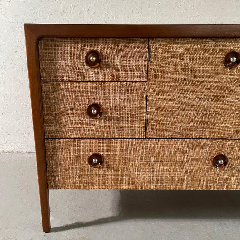 John Van Koert for Drexel Counterpoint Mahogany and Grasscloth Credenza ...