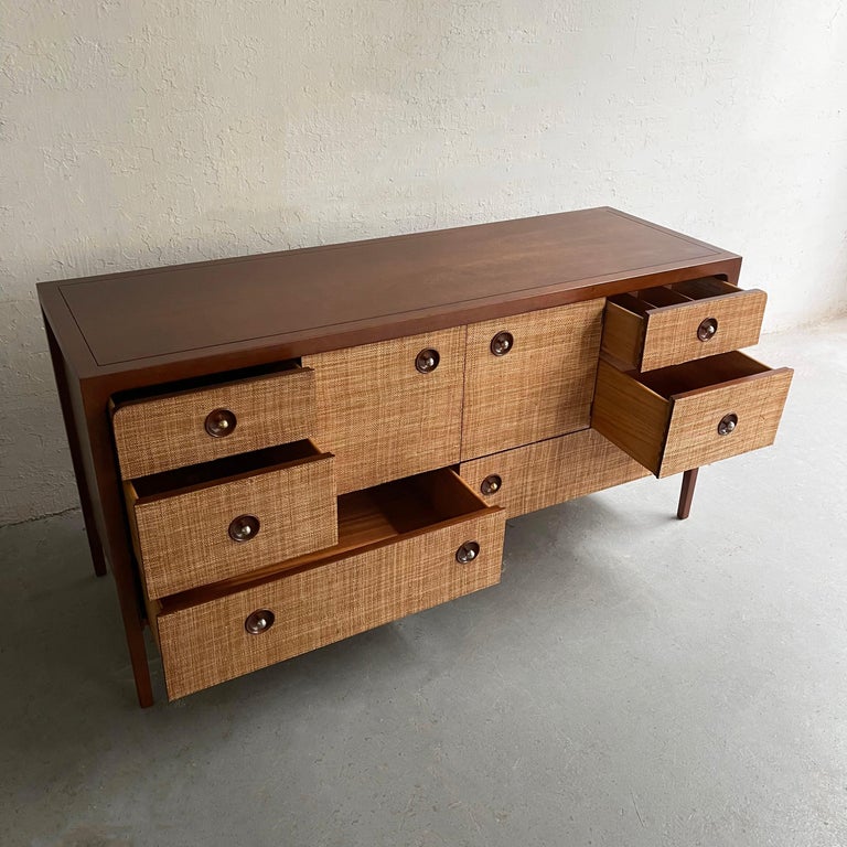 John Van Koert for Drexel Counterpoint Mahogany and Grasscloth Credenza ...