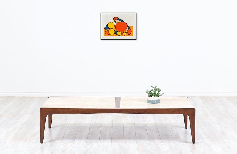 John Van Koert "Profile" Model K96 Coffee Table with Travertine Top for ...