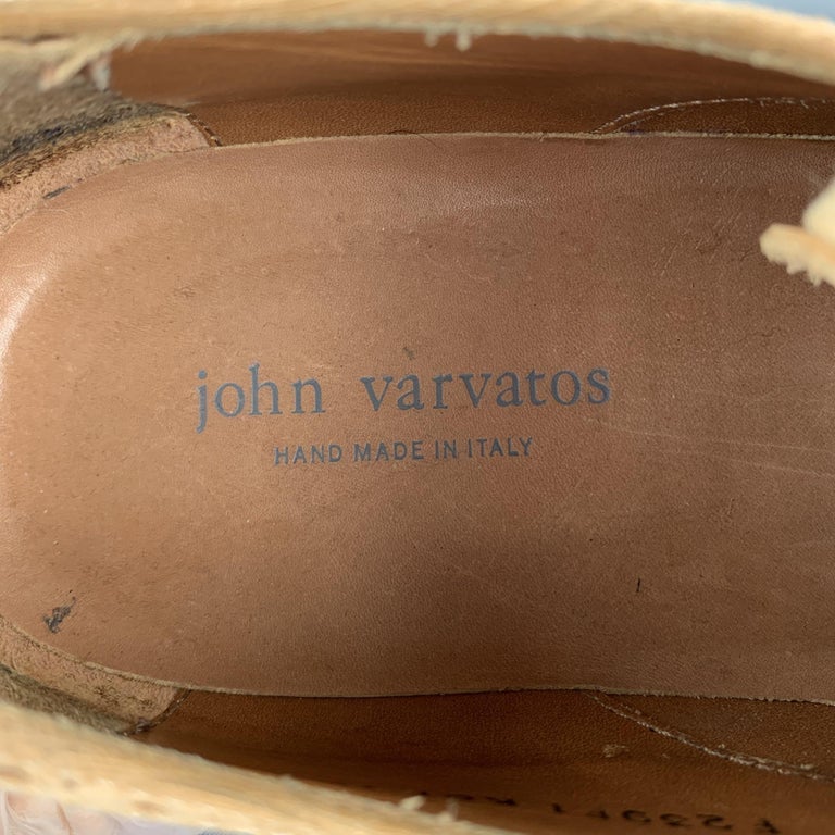 JOHN VARVATOS Size 10.5 Tan Perforated Leather Wingtip Lace Up Shoes at ...