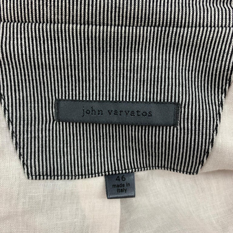 JOHN VARVATOS Size 36 Black Beige Pinstripe Cotton Polyester Sport Coat ...
