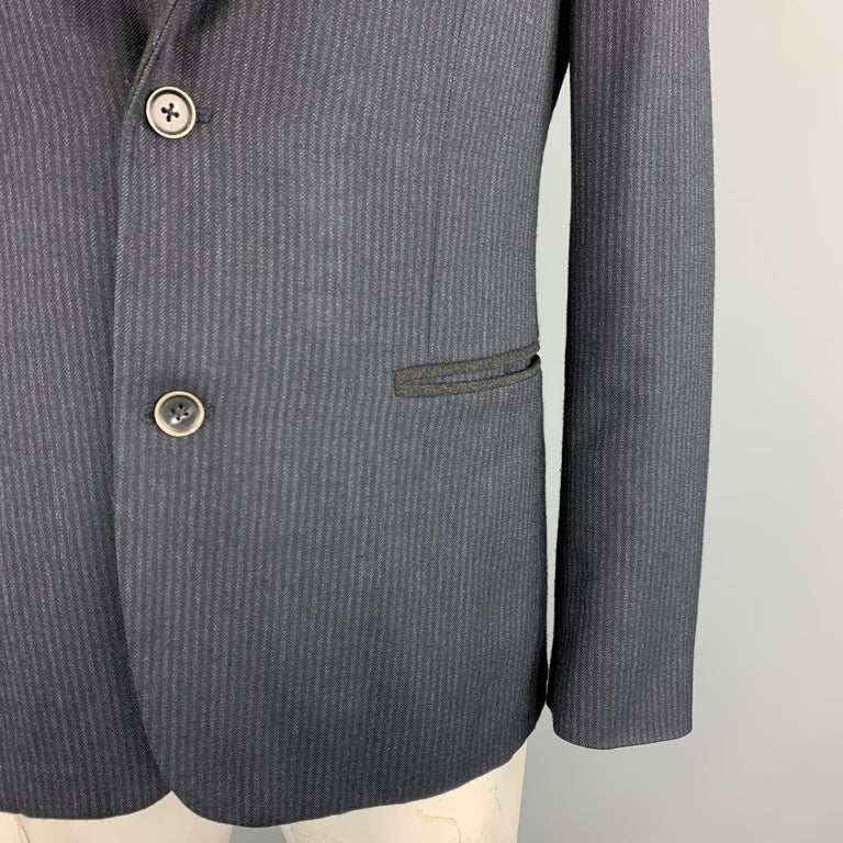 John Varvatos Usa 42 Charcoal Stripe Wool Blend Peak Lapel Sport