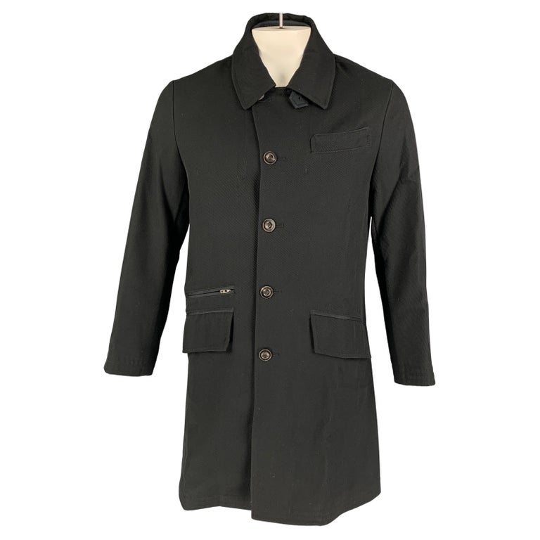 JOHN VARVATOS x CONVERSE Size M Black Lana Wool Ribbed Collar Coat For ...