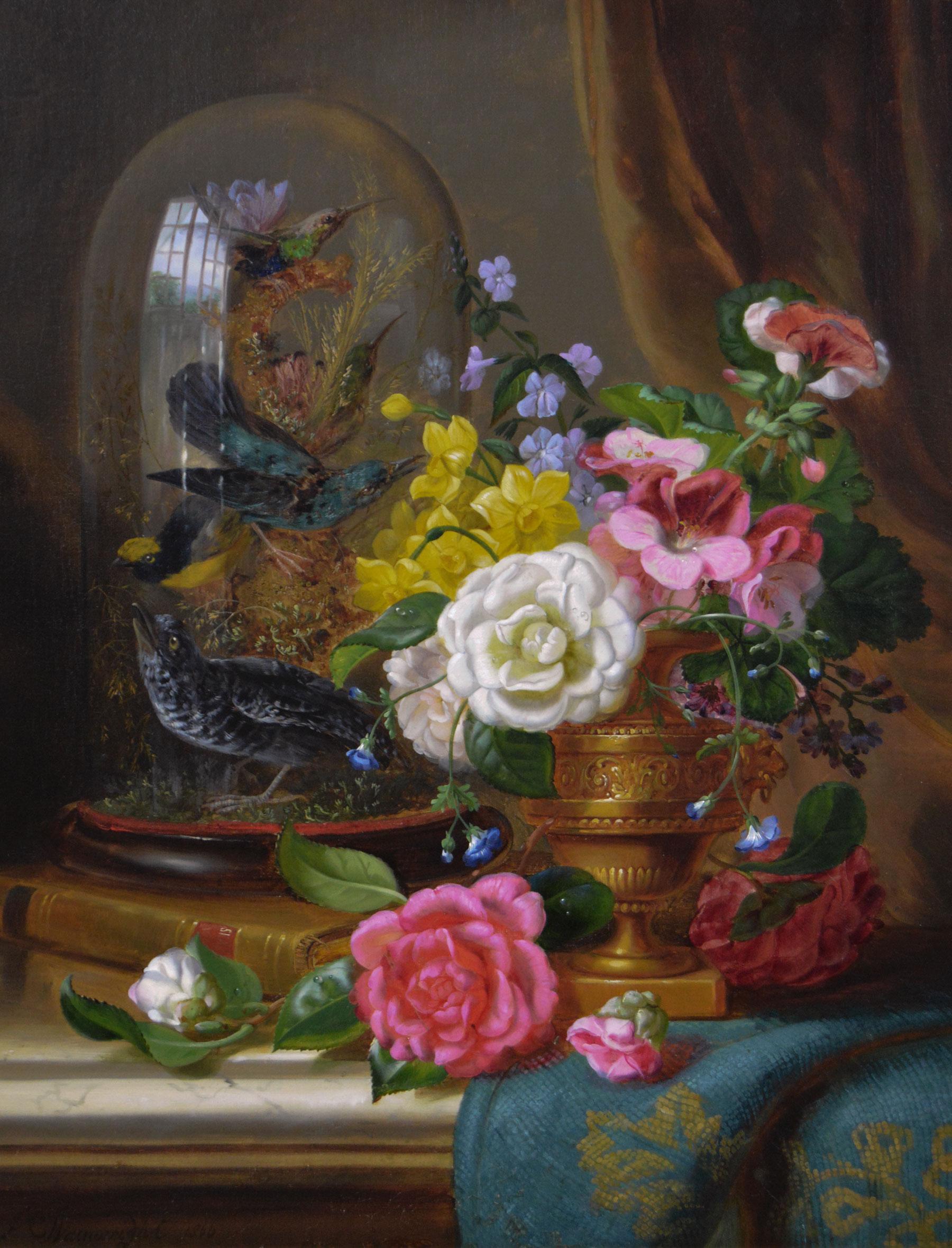 John Wainwright - 19th Century still Life of Flowers and Birds For Sale ...