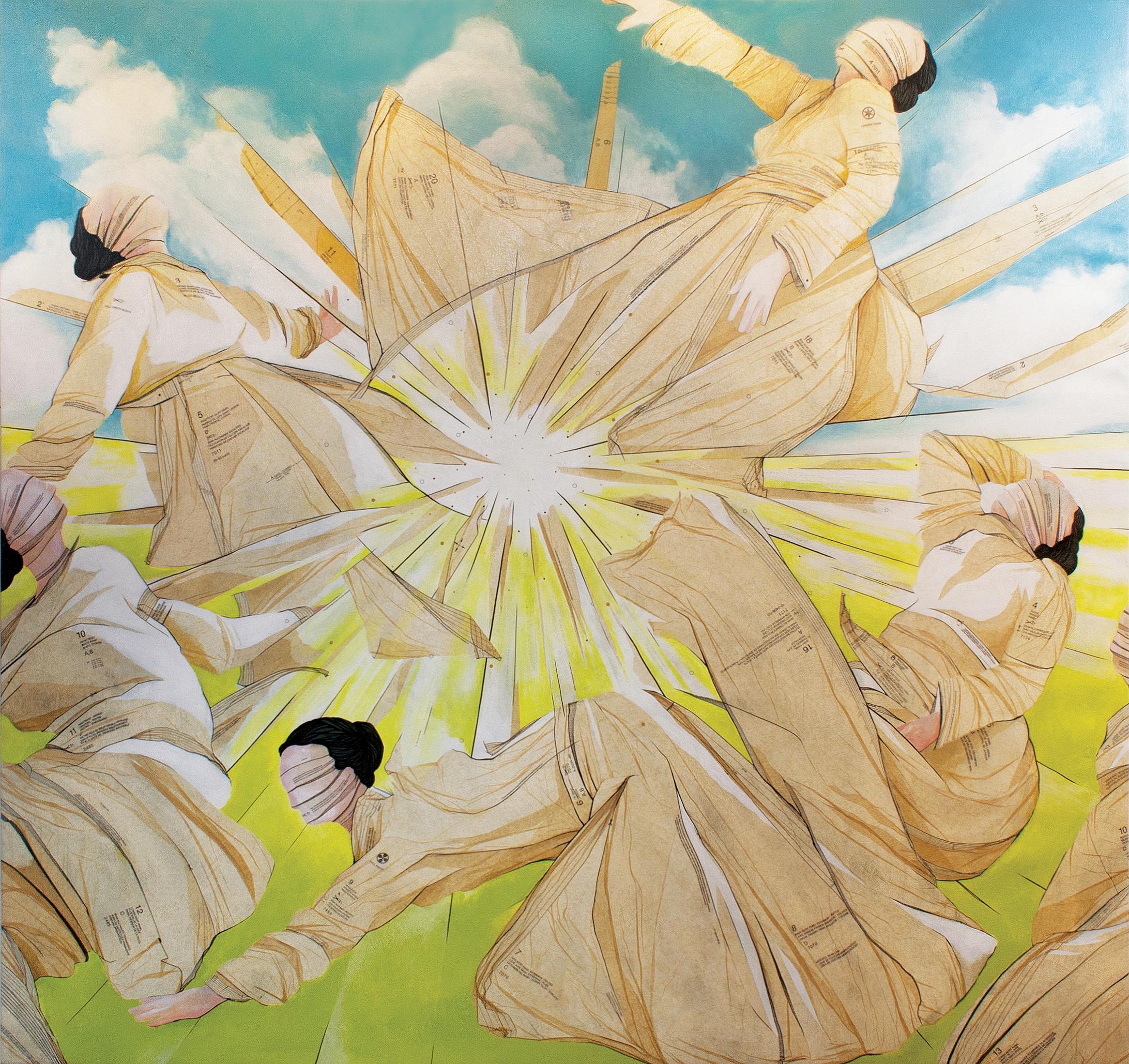 John Westmark - On the Fold- figurative acrylic painting, vintage ...