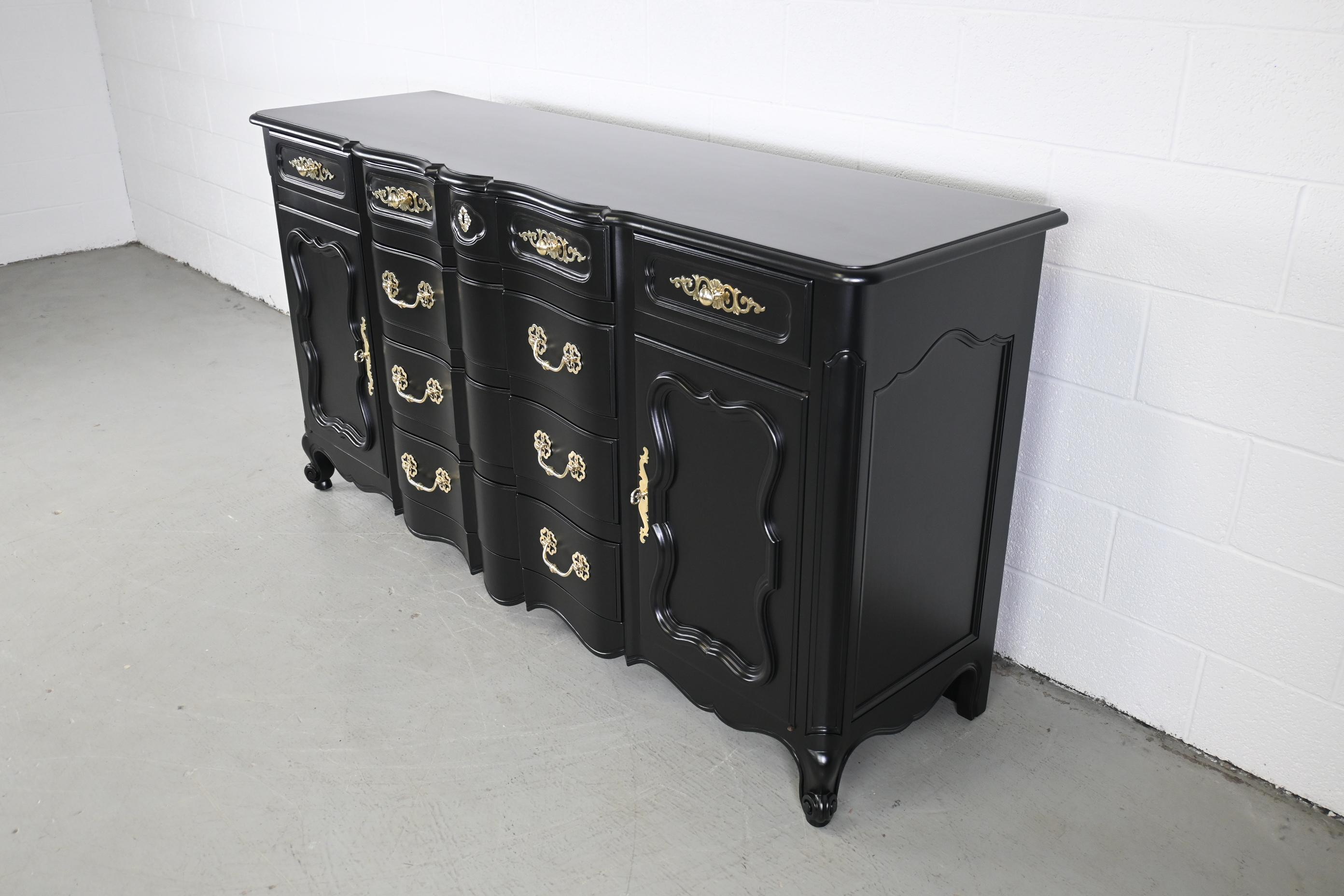 John Widdicomb French Provincial Black Lacquered Sideboard, Newly ...