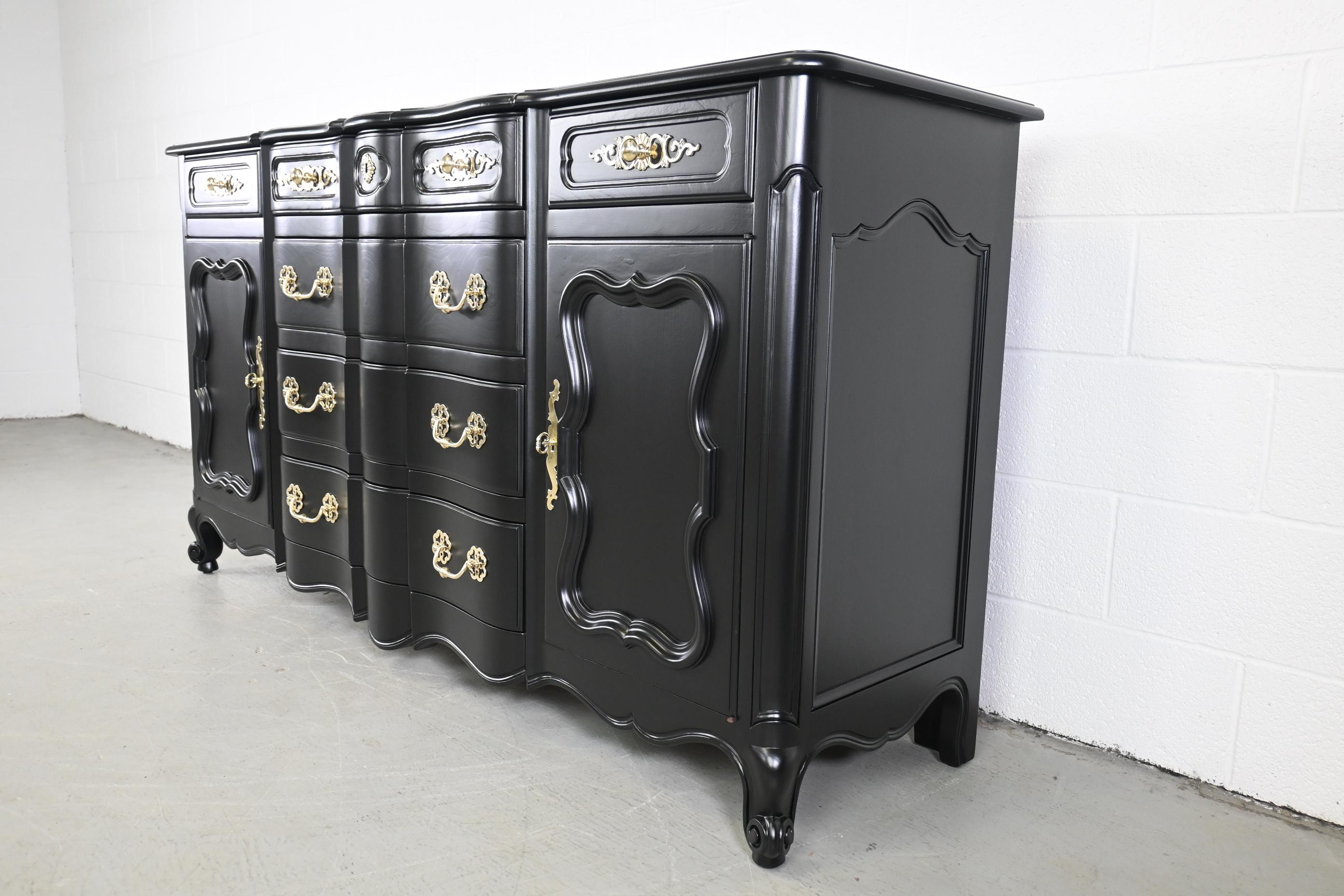John Widdicomb French Provincial Black Lacquered Sideboard, Newly ...