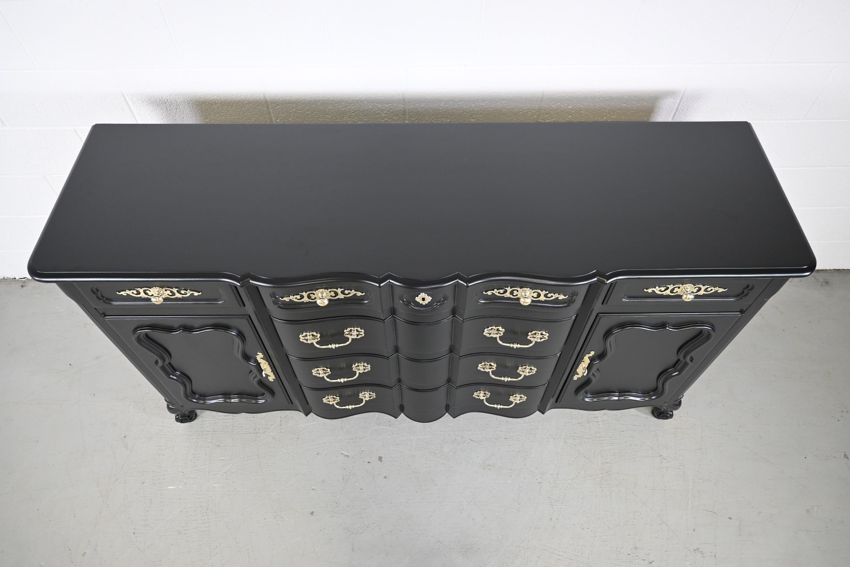 John Widdicomb French Provincial Black Lacquered Sideboard, Newly ...