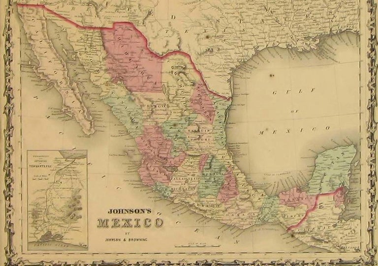 Map of Mexico by A. J. Johnson, Antique Atlas Map, circa 1861 at 1stDibs