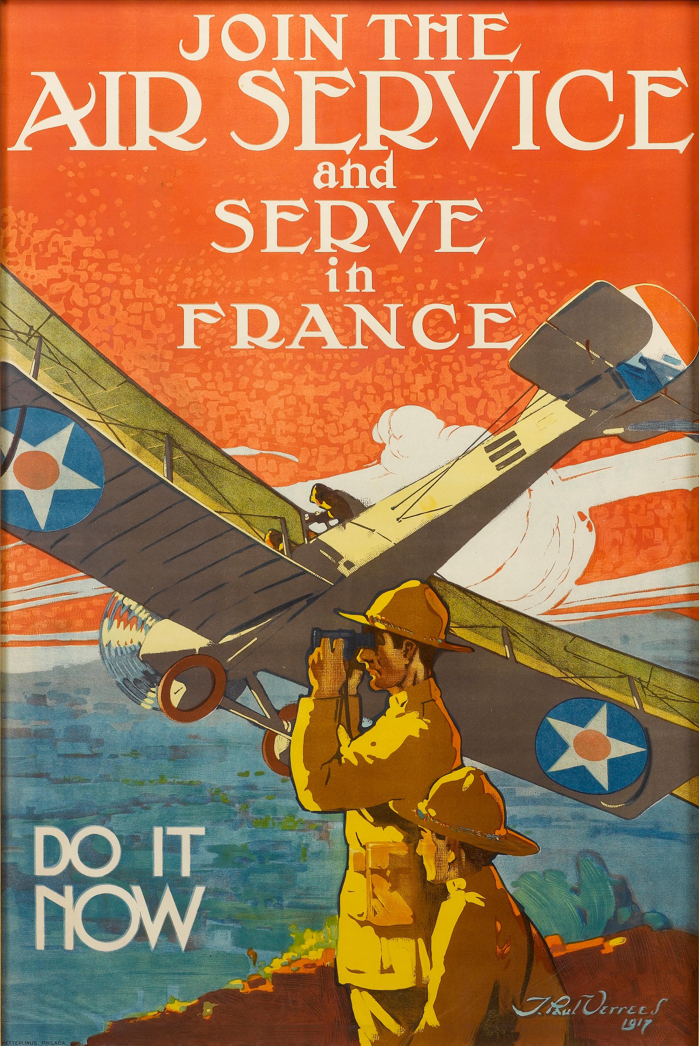 "Join the Air Service and Serve in France" Vintage WWI Poster, 1917 at ...
