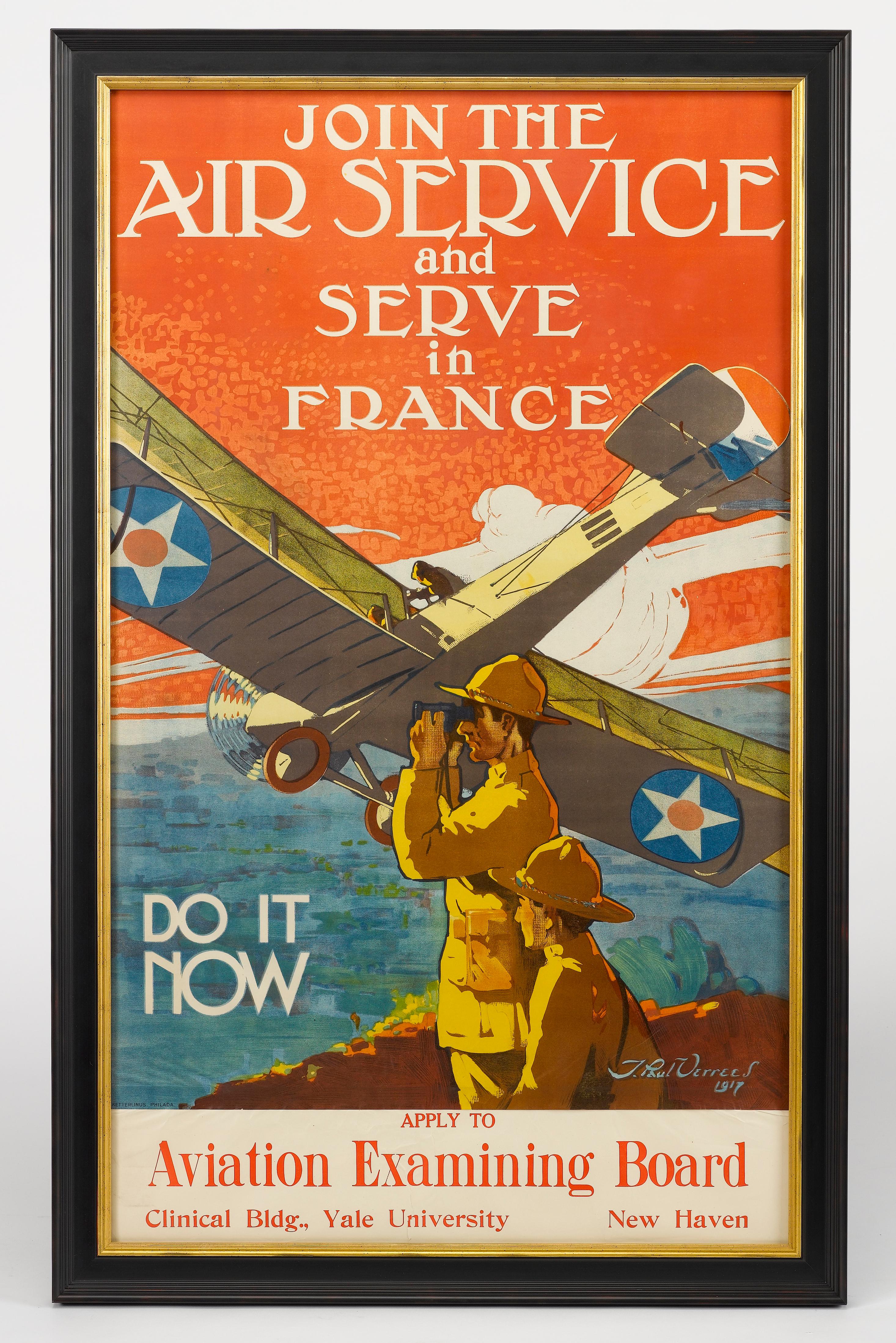 "Join the Air Service and Serve in France" Vintage WWI Poster, 1917 at ...