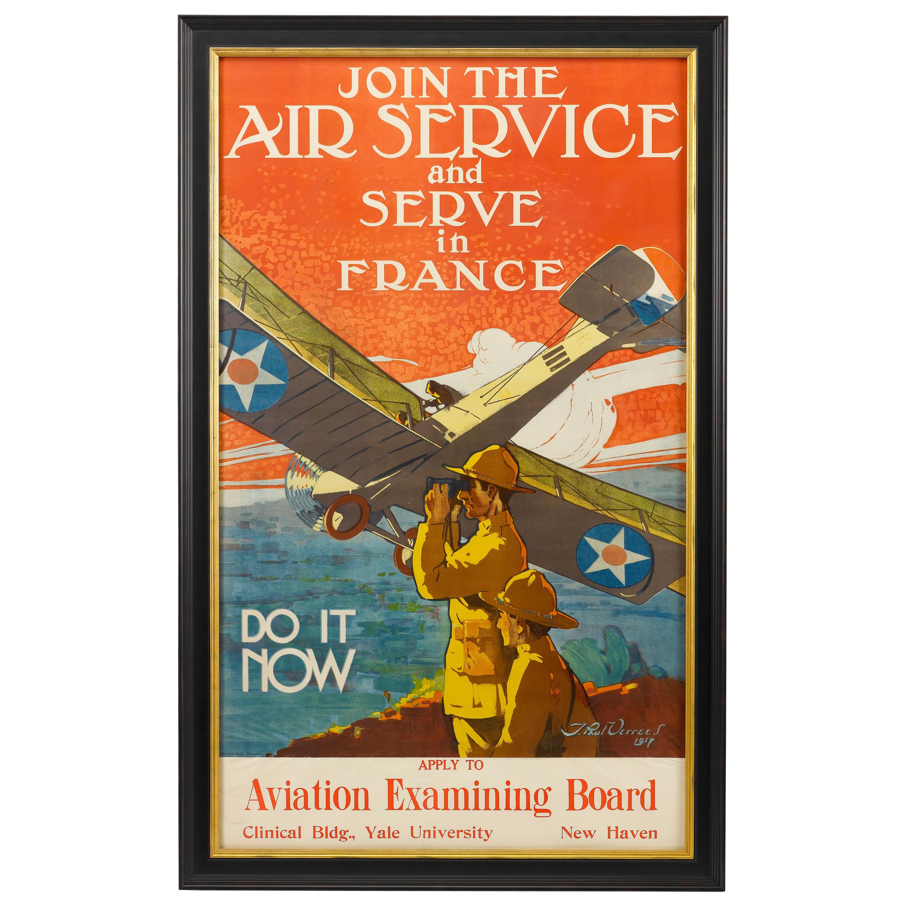 "Join the Air Service and Serve in France" Vintage WWI Poster, 1917 at ...