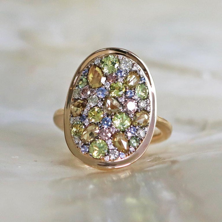 Joke Quick Rose-Cut Yellow Pink White Diamond Chrysoberyl Blue Sapphire ...