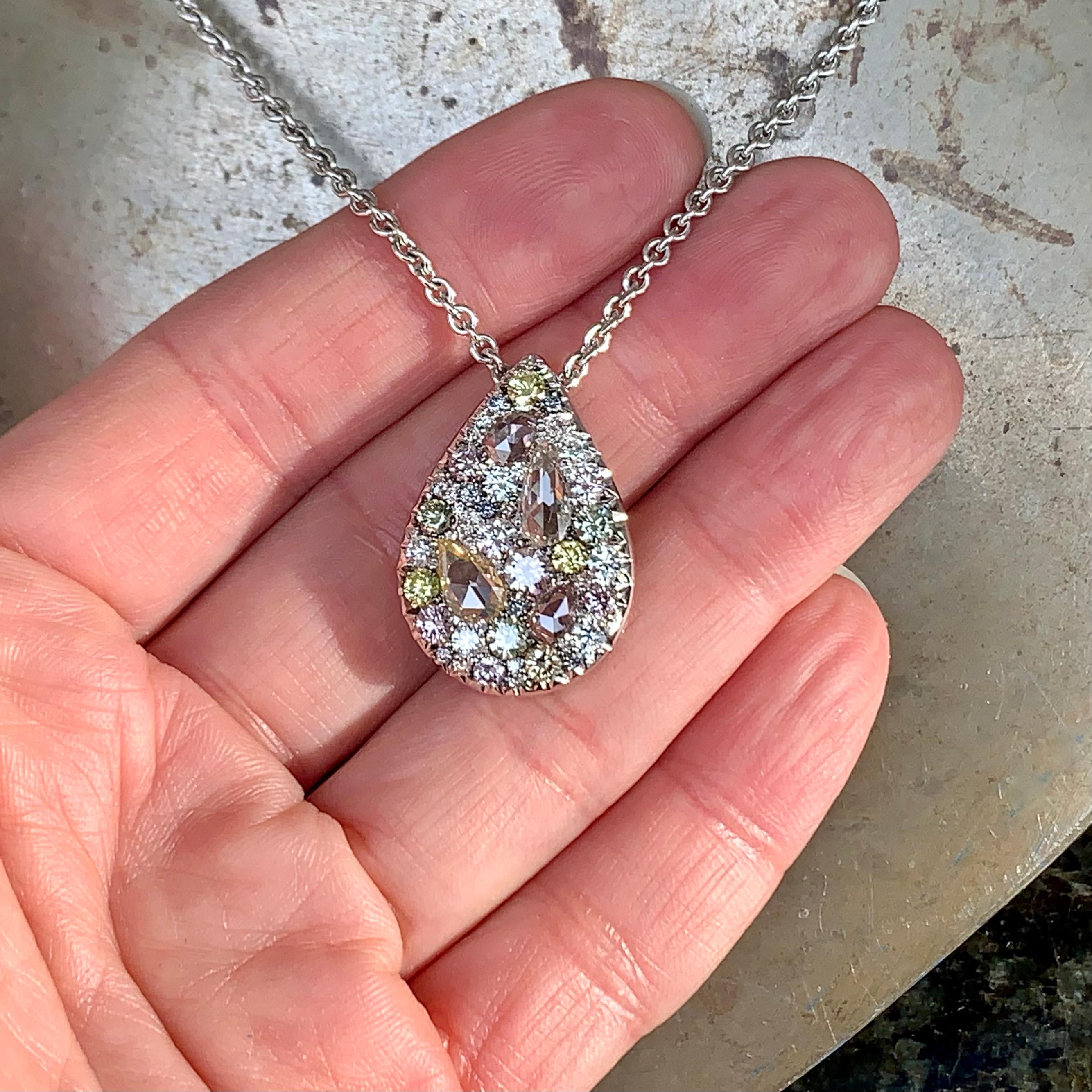 Joke Quick Fancy Pink Green Blue Diamond 18 Karat White Gold Pendant ...