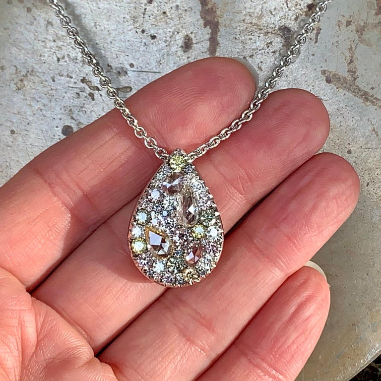 Joke Quick Fancy Pink Green Blue Diamond 18 Karat White Gold Pendant ...