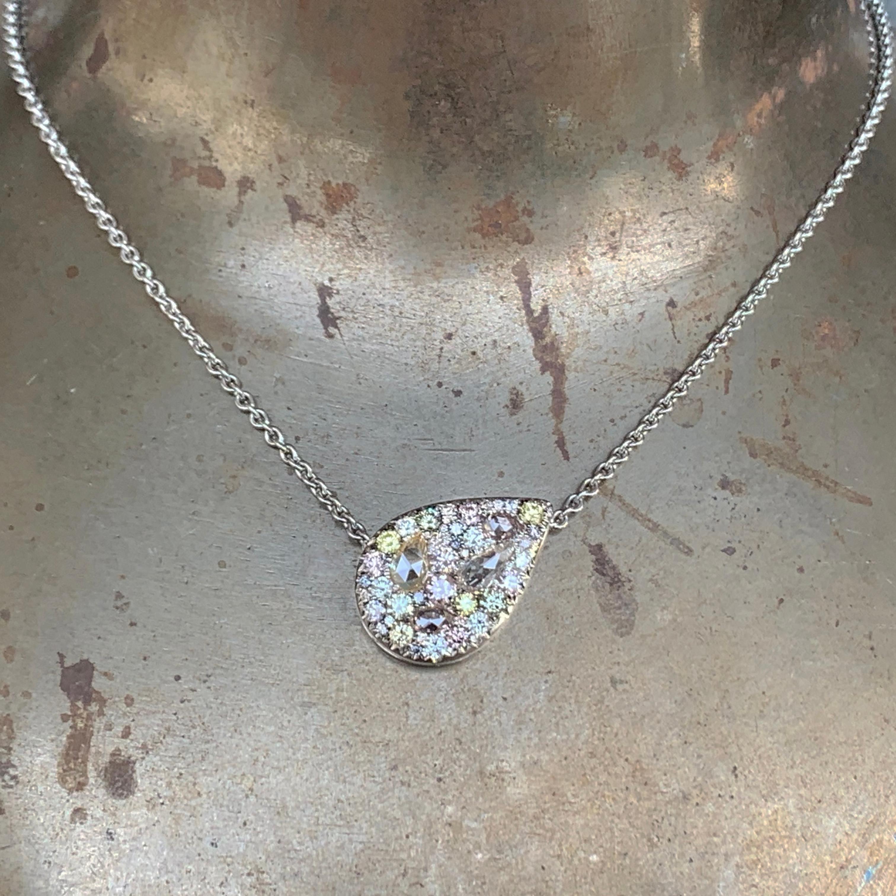 Joke Quick Fancy Pink Green Blue Diamond 18 Karat White Gold Pendant ...