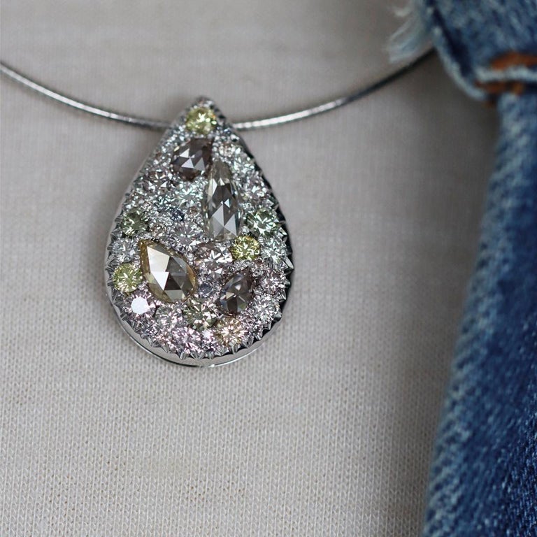 Joke Quick Fancy Pink Green Blue Diamond 18 Karat White Gold Pendant ...