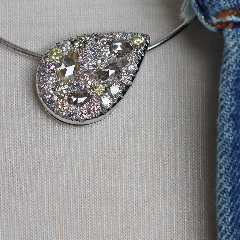 Joke Quick Fancy Pink Green Blue Diamond 18 Karat White Gold Pendant ...