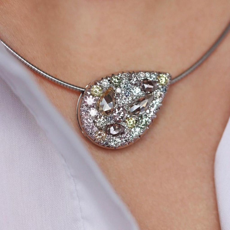 Joke Quick Fancy Pink Green Blue Diamond 18 Karat White Gold Pendant ...