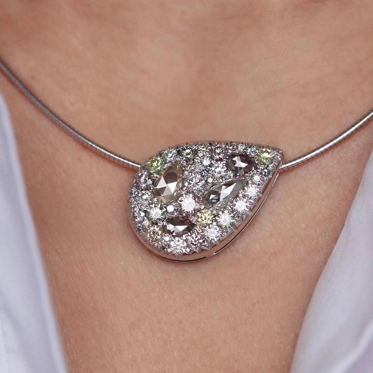 Joke Quick Fancy Pink Green Blue Diamond 18 Karat White Gold Pendant ...