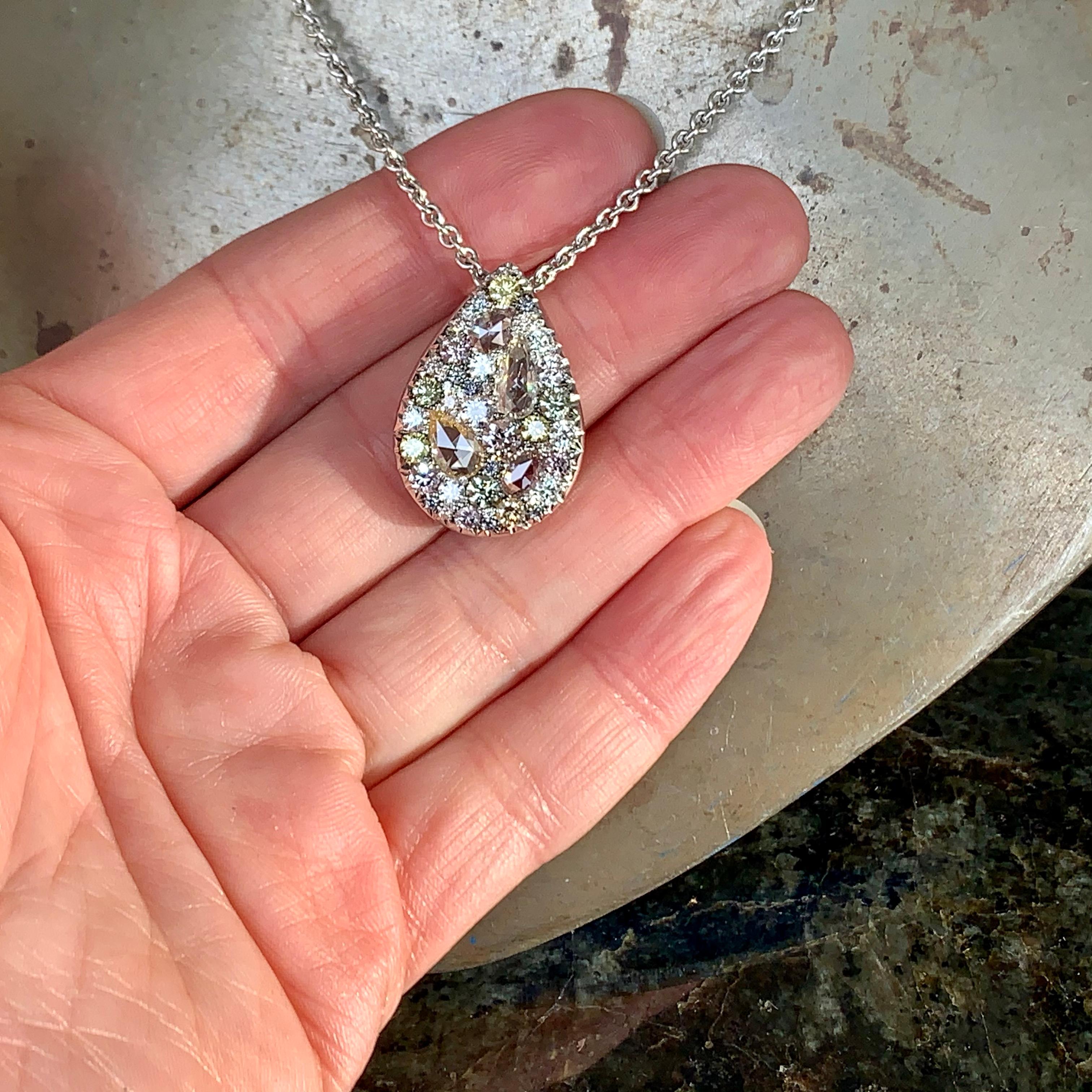 Joke Quick Fancy Pink Green Blue Diamond 18 Karat White Gold Pendant ...